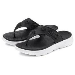 Zehentrenner Vivance "Badeschuhe, Badelatsche, Flip Flop, Sommerschuh", Damen, Gr. 41, schwarz, Obermaterial: 100% Lederimitat. Decksohle: 100% Synthetik. Futter: 100% Lederimitat. Laufsohle: 100% Synthetik, Strukturmuster, unifarben, Basic, Schuhe Zehentrenner Dianette, Pantolette mit Cut-Out-Muster VEGAN