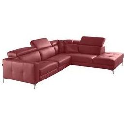 Ecksofa Egoitaliano "Matt, hoher Sitzkomfort und aufwendige Detailverarbeitung, L-Form", rot (kirschrot), B:285cm H:100cm T:221cm, Leder »BULL« (echtes Rindsleder). Geschliffenes, pigmentiertes und behandeltes Rindsleder mit einer Dicke von 1, 3-1, 5 mm. Dieses Leder zeigt eine ziemlich weiche Hand mit einem halb undurchsichtigen Aussehen. Es handelt sich um ein geschütztes Leder. Eine leichte Dec