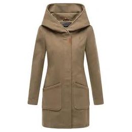 Wintermantel Marikoo "Maikoo", Damen, Gr. XL (42), braun (dunkelbraun), Oberstoff: 90% Polyacryl, 8% Viskose, 2% Elasthan, Futter: 100% Polyester, Ärmelfutter: 100% Polyester, tailliert Po-bedeckend, Ärmel ohne Ärmelschlitz normaler Saum, Mäntel, hochwertiger Mantel in Wollmantel-Optik mit großer Kapuze