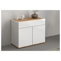 Sideboard Inosign "Garda, Kommode, Schrank, Kredenz", weiß (weiß, eiche wotan), B:80,9cm H:70cm T:35cm, FSC-zertifizierter Holzwerkstoff, Sideboards, 2 Türen, 1 Schublade,grifflos Breite 80,9 cm