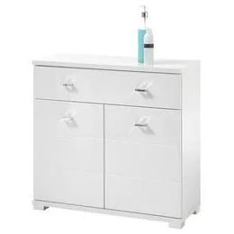Midischrank BASIC BY BALCULINA "Pool, Badezimmerschrank BxHxT 76x73x31", weiß (weiß, weiß hochglanz), B:76cm H:73cm T:31cm, Holzwerkstoff, Schränke, Breite 76cm, Tür L/R montierbar