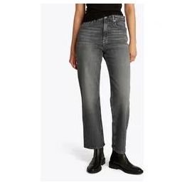 Straight-Jeans Tommy Jeans "LAYLA HR SLIM STR", Damen, Gr. 34, Länge 32, schwarz (schwarz denim), Denim/Jeans, Obermaterial: 99% Baumwolle, 1% Elasthan, unifarben, slim fit knöchellang, Jeans, in Knöchellänge