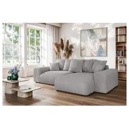 Ecksofa Home Affaire "LAKESIDE mit Bettfunktion und Bettkasten, B/T/H 257/166/84 cm", grau (hellgrau), B:256,5cm H:84cm T:166cm, 100% Polyester, Sofas, L-Form, Recamiere beidseitig montierbar, mit Wellenunterfederung, Topseller
