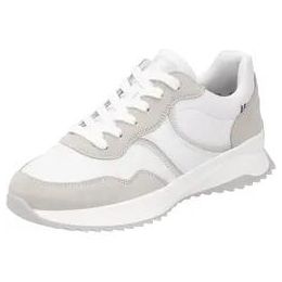 Keilsneaker Rieker SPORT, Damen, Gr. 39, grau (weiß, hellgrau), Glattleder, Veloursleder, Schuhe Sneaker, Schnürschuh, Halbschuh, Freizeitschuh mit Kontrastdetails