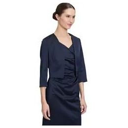 Bolerojacke Vera Mont "Damen Bolero-Jacke mit Kellerfalten", Damen, Gr. 36, blau (night sky), Satin, Obermaterial: 96% Polyester, 4% Elasthan., tailliert, V-Ausschnitt, Jacken