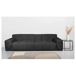 3-Sitzer Inosign "Calmara, Breite 286 cm, weicher Lounge-Sitzkomfort", grau (anthrazit), B:286cm H:77cm T:116cm, 100% PES, Sofas, bodentief, Samt oder Chenille, mit Knopfsteppung