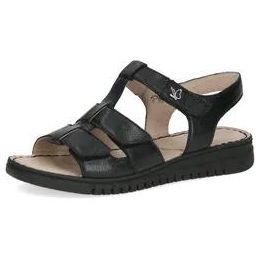 Riemchensandale Caprice, Damen, Gr. 37, schwarz, Nappaleder, Schuhe, Keilsandalette, Bequemschuh, Sommerschuh mit Klettverschlüssen