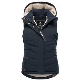 Steppweste Ragwear "Hesty", Damen, Gr. XS(34), blau (aquablau), Außenmaterial: 100% Polyester, Innenfutter: 100% Polyester, Wattierung: 100% Polyester, tailliert Po-bedeckend, hoch geschlossener Ausschnitt, Westen, Wasserdichte Outdoor-Weste mit abnehmbarer Kapuze