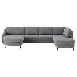 Sit & More Wohnlandschaft SIT & MORE "Soul U-Form", grau (stone), B:372cm H:90cm T:239cm, 100% Polyester, Sofas, wahlweise mit Bett und Bettkasten