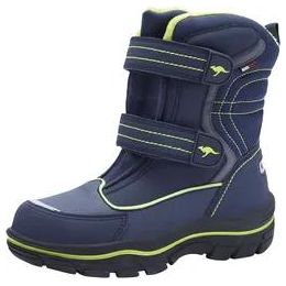 Winterstiefel Kangaroos "K-Leno V Roostex", Damen, Gr. 37, blau (navy, lime), Synthetik, Schuhe, Snowboots, Winterboots, Winterschuhe, wasserdicht mit Klettverschluss