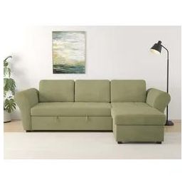 Ecksofa TRENDS BY HG "LASSE, L-Form", b882 memphis 11 olive, B:259cm H:85cm T:155cm, 90% Polyester;10% Nylon, Sofas, inkl. Schlaffunktion & Bettkasten