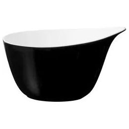 Müslischale Seltmann Weiden "Life Fashion", schwarz (weiß, glamorous schwarz), B:13,7cm H:8,4cm L:15,7cm T:15,7cm Ø:15,7cm, Porzellan, Schüsseln, Schale mit Griff - 0,60 l