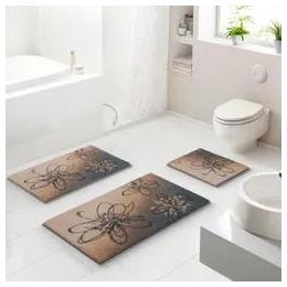 Badematte Grund "Lusia", beige (taupe), H:20mm, Polyacryl, Badematten, Florales Design mit sanftem Farbverlauf, 5 Jahre Garantie