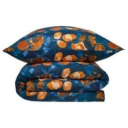 Bettwäsche Schiesser "Maxima aus weicher Baumwolle mit floralem Muster", blau (blau, rost), B/L: 135cm x 200cm, 1 Stk., 1 Stk., Renforcé, B/L: 80cm x 80cm, 2 Stk., Renforcé, Obermaterial: 100% Baumwolle, Bettwäsche, Made in Green