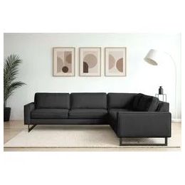 Ecksofa Places of Style "Pinto, XXL, 250/290 cm, langer Schenkel, Ottomane", dunkelgrau, B:290cm H:85cm T:250cm, 100% Polyester, Sofas, Cord, Chenille, Lederoptik, mit Keder, Metallfüße, Wellenunterfederung