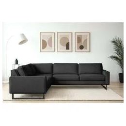 Ecksofa Places of Style "Pinto, XXL, 250/290 cm, langer Schenkel, Ottomane", dunkelgrau, B:290cm H:85cm T:250cm, 100% Polyester, Sofas, Cord, Chenille, Lederoptik, mit Keder, Metallfüße, Wellenunterfederung