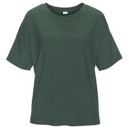 T-Shirt s.Oliver, Damen, Gr. 44/46, grün, meliert, Rippware, Obermaterial: 92% Viskose (LENZINGTM), 8% Elasthan, meliert, lässig geschnitten, Rundhals, Shirts, Aus weicher Rippqualität