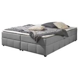 Boxbett Home Affaire, hellgrau, B:164cm L:224cm, Komplettbetten, Boxbett ohne Kopfteil, inkl. Topper