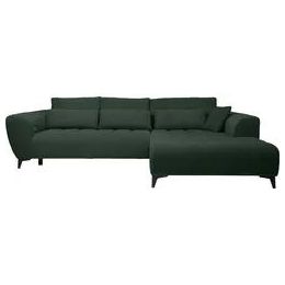 Ecksofa WERK2 "Memo Garay", grün, B:287cm H:64cm T:220cm, 100% Polyester, Sofas, Luxus in Übergröße: XXL-Liegefläche, Komfort-Ottomane & stilvolle Füße