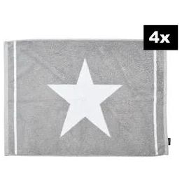 Badematte done. "DAILY SHAPES Star 4er-Set", silber (silberfarben), H:5mm, Baumwolle, Badematten, Badvorleger aus 100% Baumwolle, Jacquardgewebt