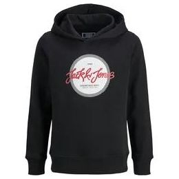 Jack & Jones Kapuzensweatshirt JACK & JONES JUNIOR "JJURBAN SWEAT HOOD JNR", Jungen, Gr. 176, schwarz, angeraute Sweatware, Obermaterial: 70% Baumwolle, 30% Polyester, bedruckt, regular fit normal, Rippbündchen, Sweatshirts