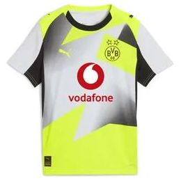 Trainingsshirt Puma "Borussia Dortmund 25/26 Auswärtstrikot Jugendliche", Kinder, Gr. 116, silber mist gelb alert gray, 100% Polyester, bedruckt, regular fit, Rundhals, Shirts