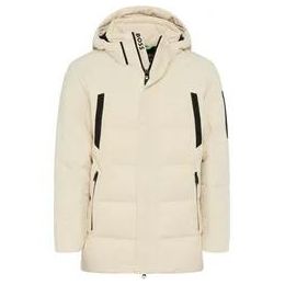 Daunenjacke BOSS Green "OW Block-X Parka", Herren, Gr. L, open weiß131, Web, Obermaterial: 100% Polyester. Füllung: 80% Entendaune, 20% Entenfeder, unifarben, regular fit hüftbedeckend;mit regulierbarem Elastikband, hoch geschlossener Ausschnitt, eingesetzt Bündchen, Jacken, Stehkragen, Regular, abnehmbare Kapuze atmungsaktiv funktional Parka