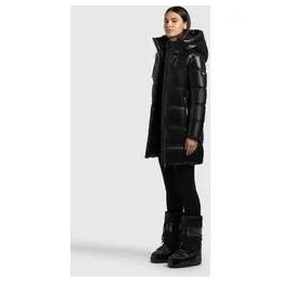 Steppjacke Khujo "JANOU", Damen, Gr. XXL, schwarz, 100% Nylon, unifarben, eingesetzt elastischer Bund mit Windstopper, Jacken