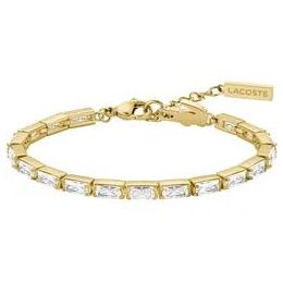 Tennisarmband Lacoste "DUCHESS", gelbgoldfarben, kristallweiß, kristallweiß, Armbänder, Damen, 18cm, Edelstahl, mit Preciosa Crystal