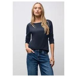 Langarmshirt Street One "Style Lanea", Damen, Gr. 44, tiefblau, Jersey, Obermaterial: 50% Baumwolle, 50% Modal. Futter: 100% Baumwolle, unifarben, regular fit normal, U-Boot-Ausschnitt, angesetztes Bündchen, Shirts, mit U-Boot Ausschnitt