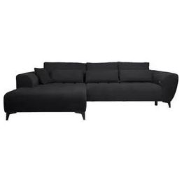 Ecksofa WERK2 "Memo Garay", schwarz, B:287cm H:64cm T:220cm, 100% Polyester, Sofas, Luxus in Übergröße: XXL-Liegefläche, Komfort-Ottomane & stilvolle Füße