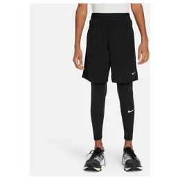 Leggings Nike "B NP DF TIGHT 24", Kinder, Gr. L (152/158), N-Gr, schwarz, schwarz, weiß, Obermaterial: 90% Polyester, 10% Elasthan, Hosen
