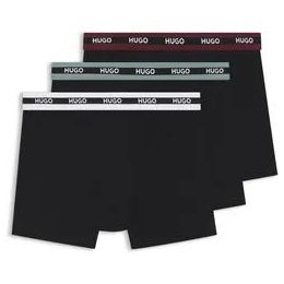 Trunk HUGO UNDERWEAR "BOXERBR TRIPL PLANET", Herren, Gr. XXL (56), schwarz 002, Jersey, Obermaterial: 95% Baumwolle, 5% Elasthan, Unterhosen, kontrastfarbener Bund mit Logo