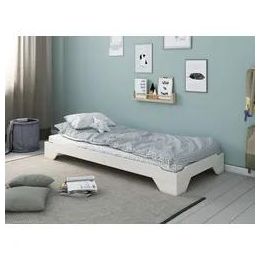 Bett Home Affaire "Melwine, Bettgestell, Massivholzbett, Holzbett", weiß, B:94cm H:23cm L:204cm, Betten, aus massiver Kiefer, inklusive Lattenrost, stapelbar