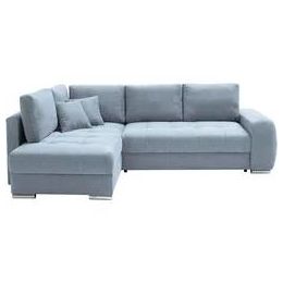 Ecksofa MR. COUCH "Mykonos, L-Form, Dauerschläfer", memphis 1676 blau grau, B:269cm H:90cm T:179cm, Grundgewebe 100% Polyester; Nutzschicht 90% Polyester / 10% Polyamid, Sofas, mit DuraSpring-Taschenfederkern bis 140 kg belastbar