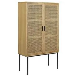 Highboard Inosign "Keylea", natur, B:90cm H:160cm T:40cm, Eisen, FSC-zertifizierter Holzwerkstoff, MDF, Melamin, Sideboards, Eschenholz-Details, robustem Metallgestell, FSC-zertifiziertem Holz