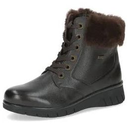 Winterboots Caprice, Damen, Gr. 39, dunkelbraun, Nappaleder, Textil, unifarben, Schuhe, Keilabsatz, Schnürboots, Schnürstiefelette in Weite H (sehr weit)