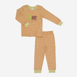 Sense Organics Orangefarbenes Long John Pyjamaset aus Bio-Baumwolle