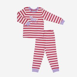 Sense Organics Pink-cremefarbenes Pyjamaset mit Streifenmuster