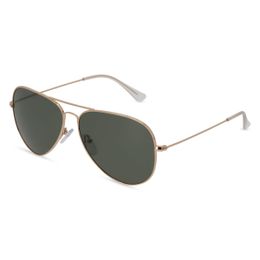 Fielmann BD 277 SUN CL | Unisex-Sonnenbrille | Fassung: Vollrand, Pilot, Edelstahl, Gold Glänzend | Glasfarbe: Grün