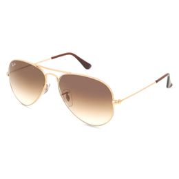 Ray-Ban RB 3025 AVIATOR | Unisex-Sonnenbrille | Fassung: Vollrand, Pilot, Metall, Gold Glänzend | Glasfarbe: Braun Verlaufend