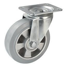 Proroll Elastik-Vollgummi-Reifen, grau, Rad-&Oslash; x Breite 160 x 50 mm, Lenkrolle