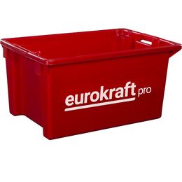 eurokraft pro Drehstapelbeh&auml;lter aus lebensmittelechtem Polypropylen, Volumen 70 l, VE 2 Stk, W&auml;nde und Boden geschlossen, rot