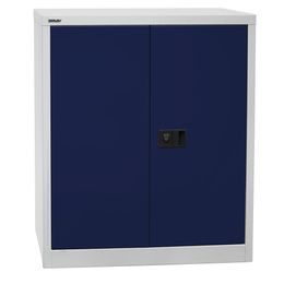 Bisley UNIVERSAL Fl&uuml;gelt&uuml;renschrank, HxBxT 1000 x 914 x 400 mm, 1 Fachboden, 2 Ordnerh&ouml;hen, lichtgrau / oxfordblau