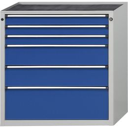 ANKE Schubladenschrank ohne Platte, Breite 910 mm, 6 Schubladen, Front enzianblau
