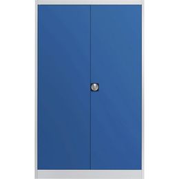 Mauser Extrahoher Universalschrank, HxBxT 2200 x 1200 x 500 mm, lichtgrau / enzianblau