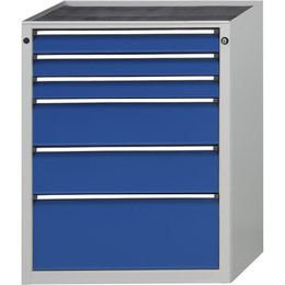 ANKE Schubladenschrank ohne Platte, Breite 760 mm, Schubladentraglast 200 kg, 6 Schubladen, Front enzianblau
