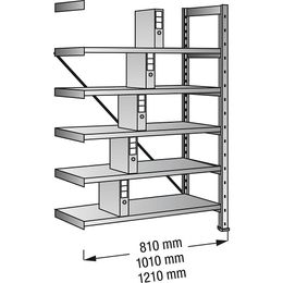 Ordner- und Archiv-Steckregal, verzinkt, H&ouml;he 1920 mm, einseitig, Boden-BxT 800 x 300 mm, Anbaufeld kaiserkraft