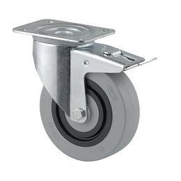 tente Polyamid-Rad, grau, Rad-&Oslash; x Breite 100 x 36 mm, Lenkrolle mit Doppelstopp