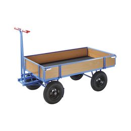 eurokraft pro Handpritschenwagen, Tragfähigkeit 500 kg, mit 4 Bordwänden, Ladefläche 1010 x 660 mm, Luftreifen